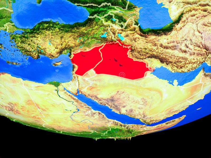 Territory of Islamic State from Space on Earth Stock Illustration ...