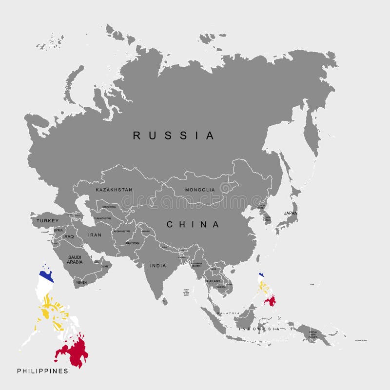 Territory of Philippines on Asia Continent. Flag of Philippines. Vector ...