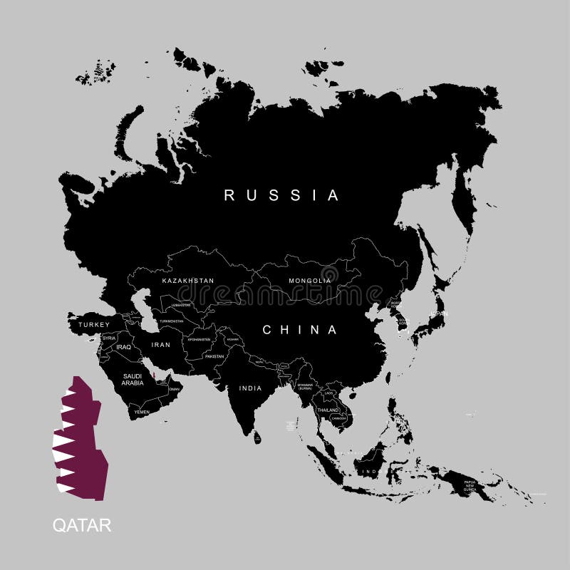 Territory of Qatar on Asia Continent. Flag of Qatar. Vector ...