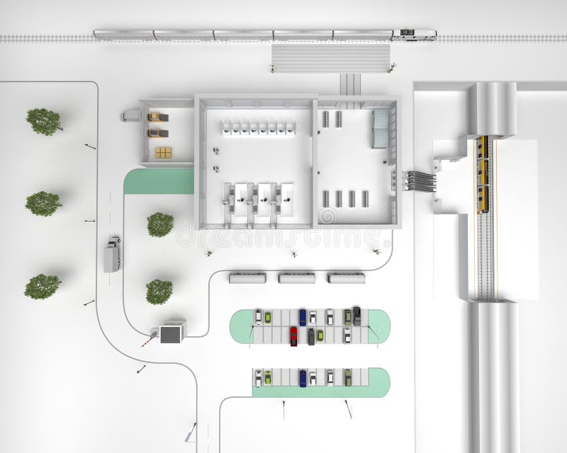 Territory of the Railway Station Top View Stock Illustration ...