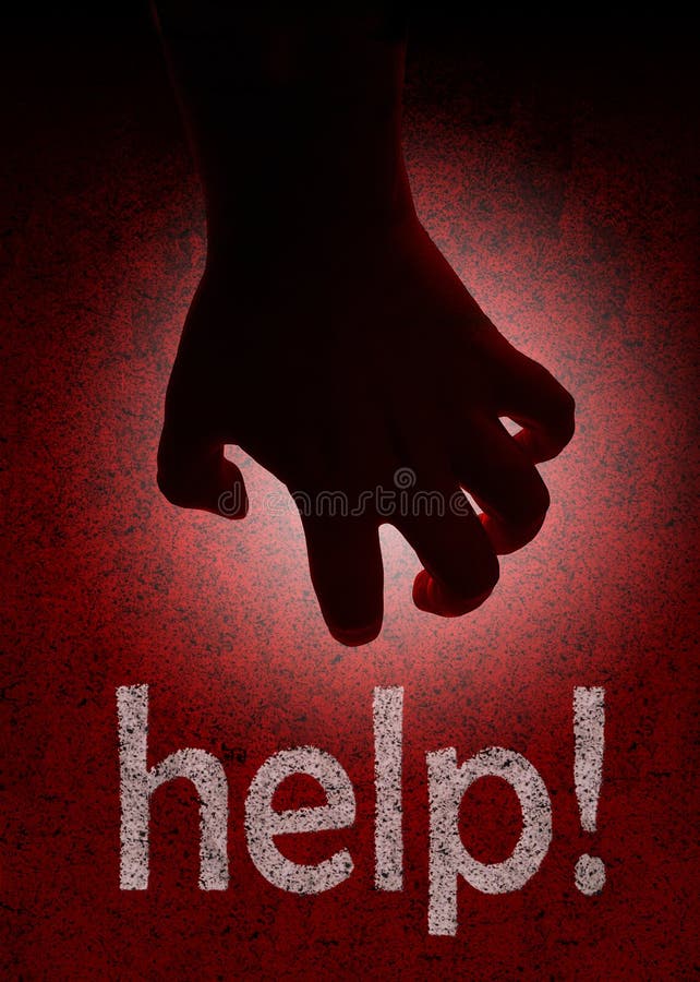 Horror Crime Concept. Help Message on Bloody Background Wall Stock ...
