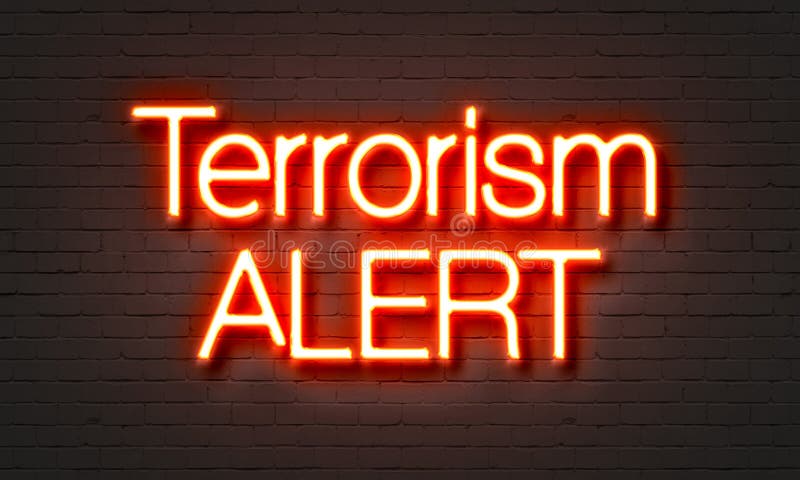 Red Alert Neon Sign on Brick Wall Background. Stock Illustration ...