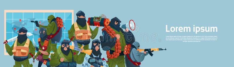 Terrorism Armed Terrorist Black Mask Hold Weapon Machine Gun Planning ...