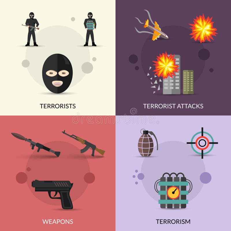 Terrorism Flat Set stock vector. Illustration of infographics - 55989771