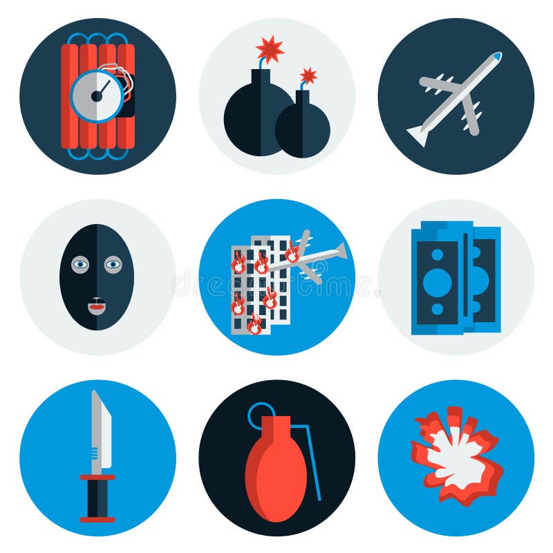 Terrorism Flat Vector Icons Stock Vector - Illustration of icons, mark ...