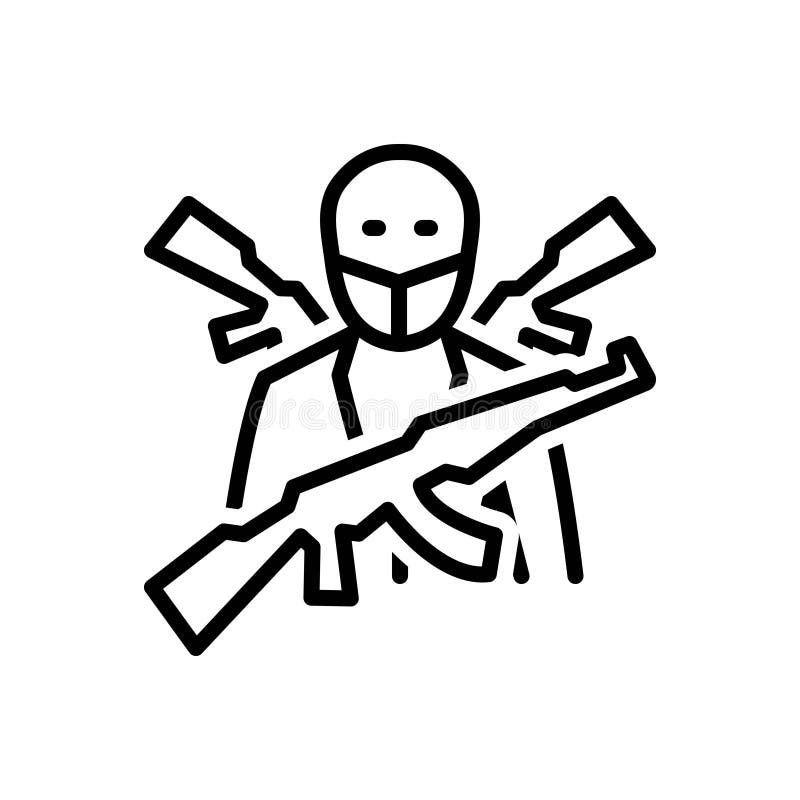 Black Line Icon for Terrorism, Intruder and Guerrilla Stock ...