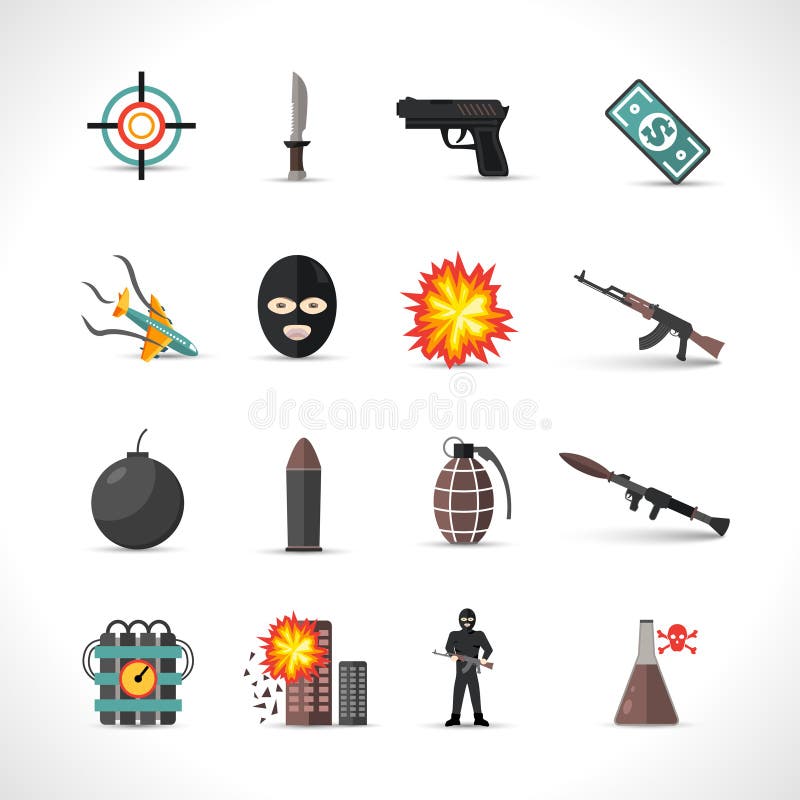 Terrorism Icons Set stock vector. Illustration of dead - 55740483