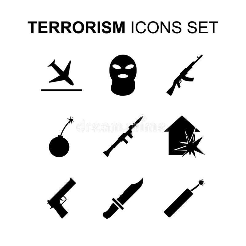 Terrorism Icons Set. Vector Illustration Stock Vector - Illustration of ...