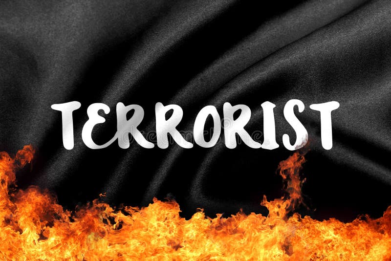 Terrorist black flag stock illustration. Illustration of blue - 93181678