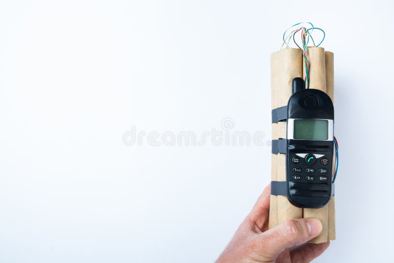 Terrorist Bomb in Hand on a White Background. Copy Space Stock Image ...