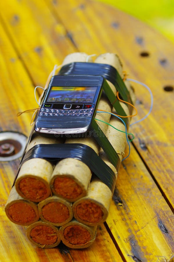 Set of Explosives with a Cellphone As Detonator Stock Image - Image of ...