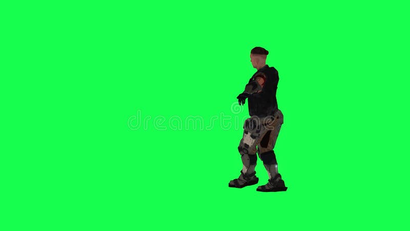 Terrorist Cartoon Man Dancing from Opposite Angle on Green Screen 3D ...