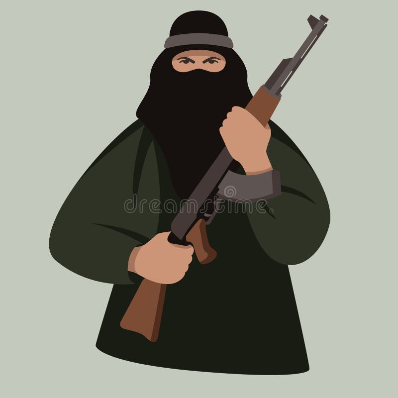 Terrorist with Gun ,vector Illustration, Flat Style Stock Vector ...