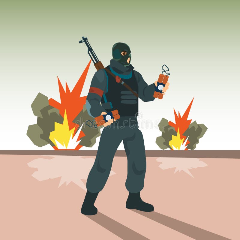 Terrorist Hold Bomb Terrorism Concept Stock Vector - Illustration of ...