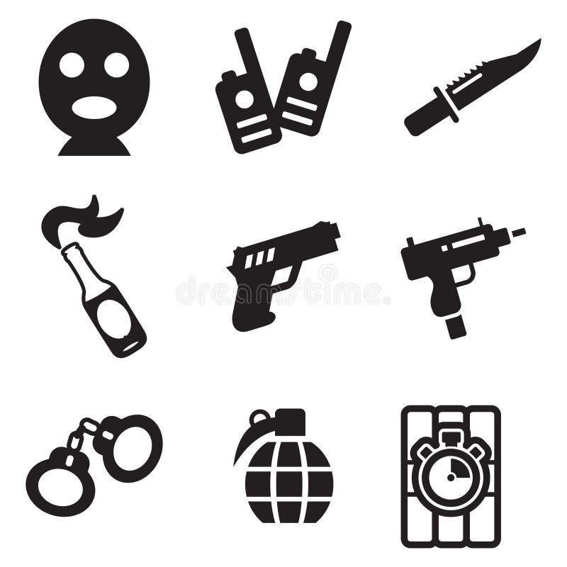 Terrorist and Spy Icons Set Stock Vector - Illustration of death ...