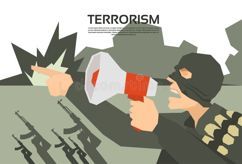 Terrorist with Megaphone Terrorism Group Leader Stock Vector ...