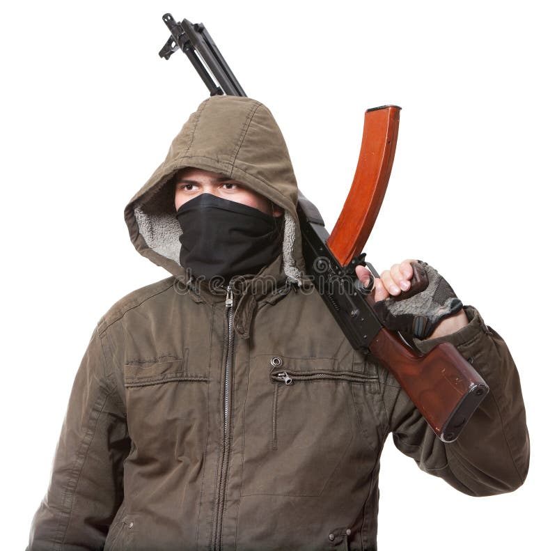 Terrorist mit Waffe stockfoto. Bild von waffe, terrorist - 17943086