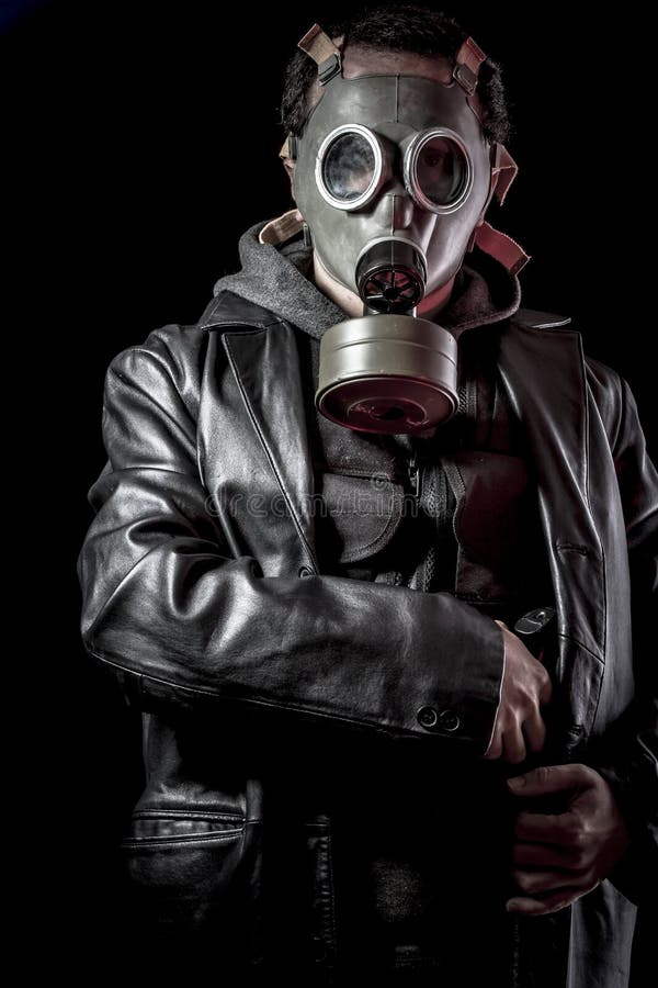 Terrorist, Thief, Armed Man with Black Leather Jacket, Dangerous Stock ...