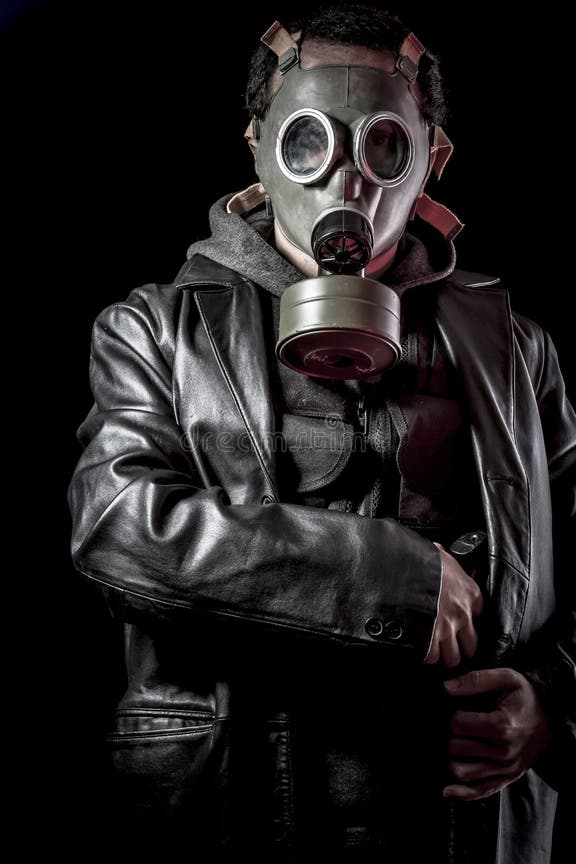 Terrorist, Thief, Armed Man with Black Leather Jacket, Dangerous Stock ...