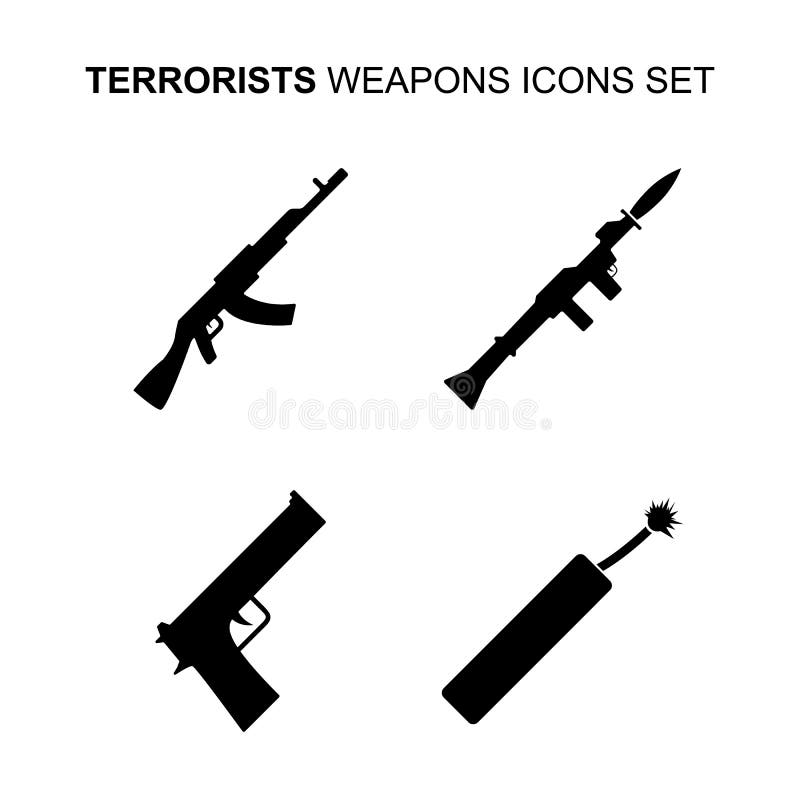 Terrorist Weapons Icons Set. Vector Illustration Stock Vector ...
