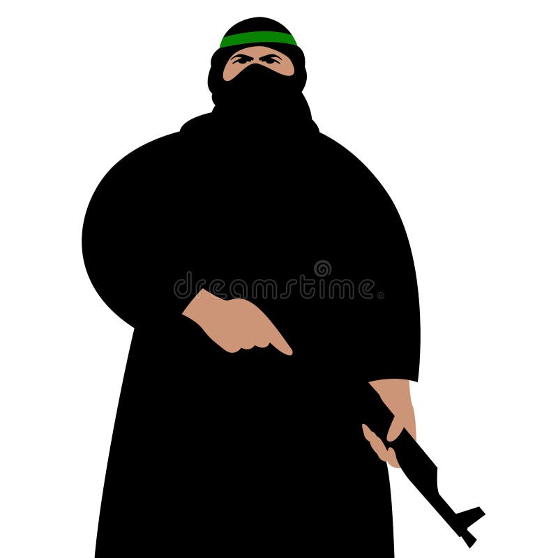 Terrorist with Weapons, Vector Illustration, Flat Style Stock Vector ...
