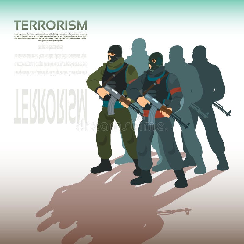 Terrorista Armado Group Terrorism Concept Ilustración del Vector ...