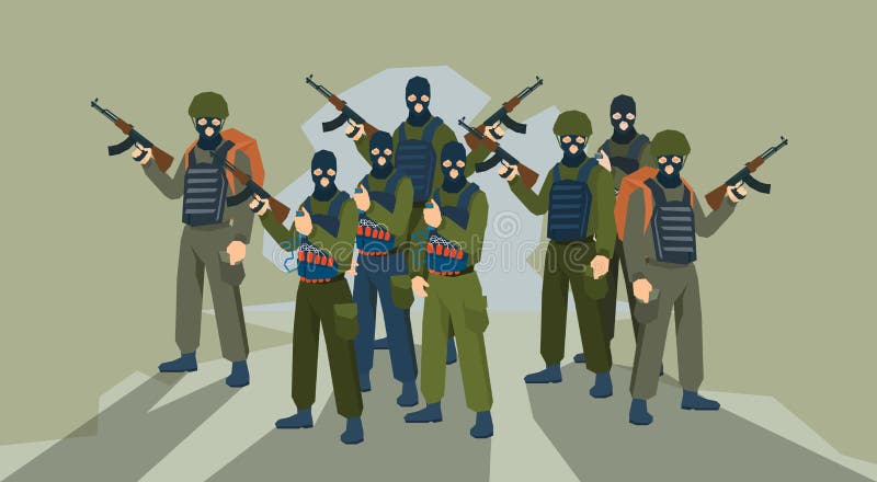 Terrorista Armado Group Terrorism Concept Ilustración del Vector ...