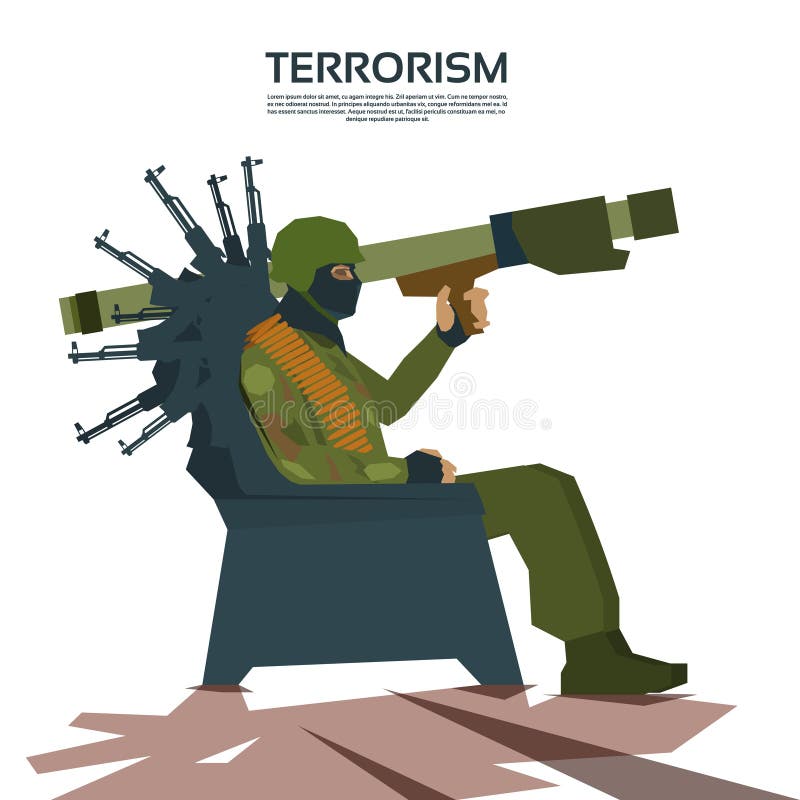 Terrorista Armado Group Terrorism Concept Ilustración del Vector ...
