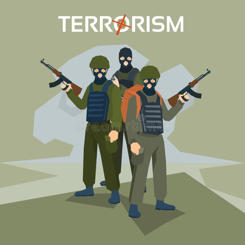 Le Terroriste Group Hands Holding Lance Le Terrorisme Illustration de ...
