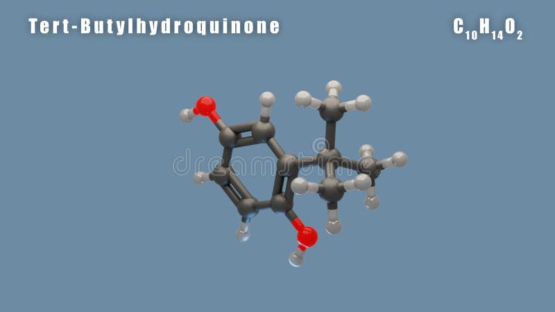 Tert-Butylhydroquinone of C10H14O2 3D Conformer Animated Render. Food ...