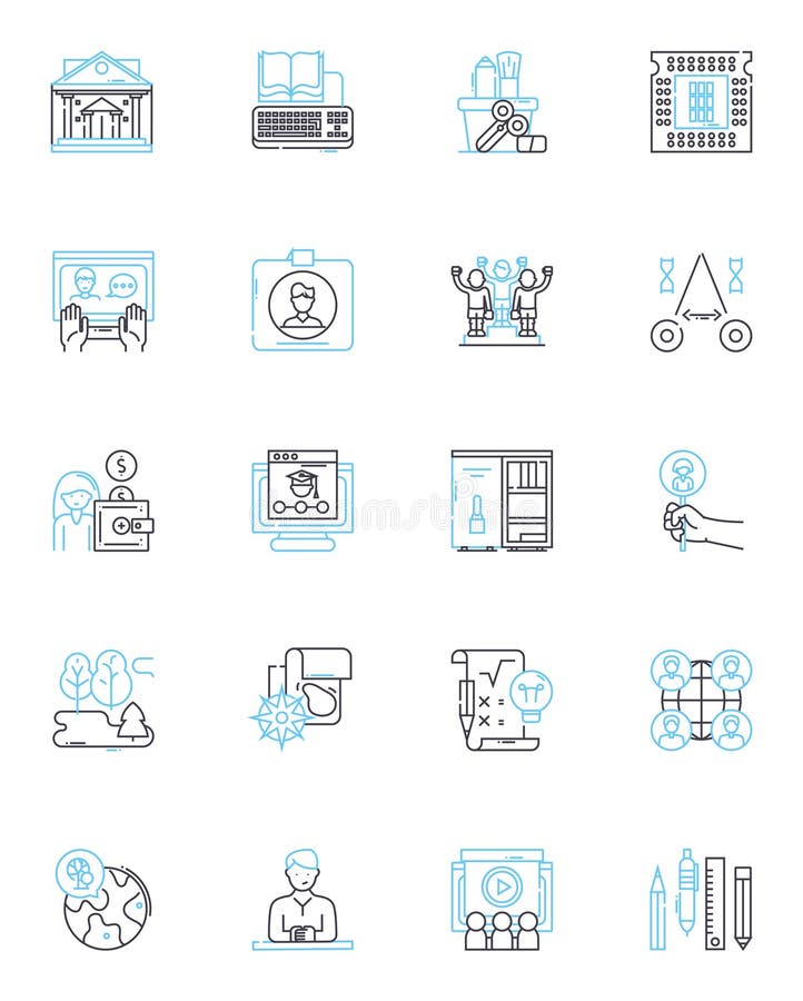 Tertiary Degree Linear Icons Set. Achievement, Ambition, Aspiration ...