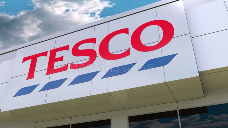Tesco Logo on the Modern Building Facade. Editorial 3D Rendering ...