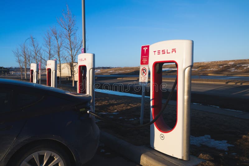 The Tesla Charging Stations Editorial Photography - Image of chargers ...