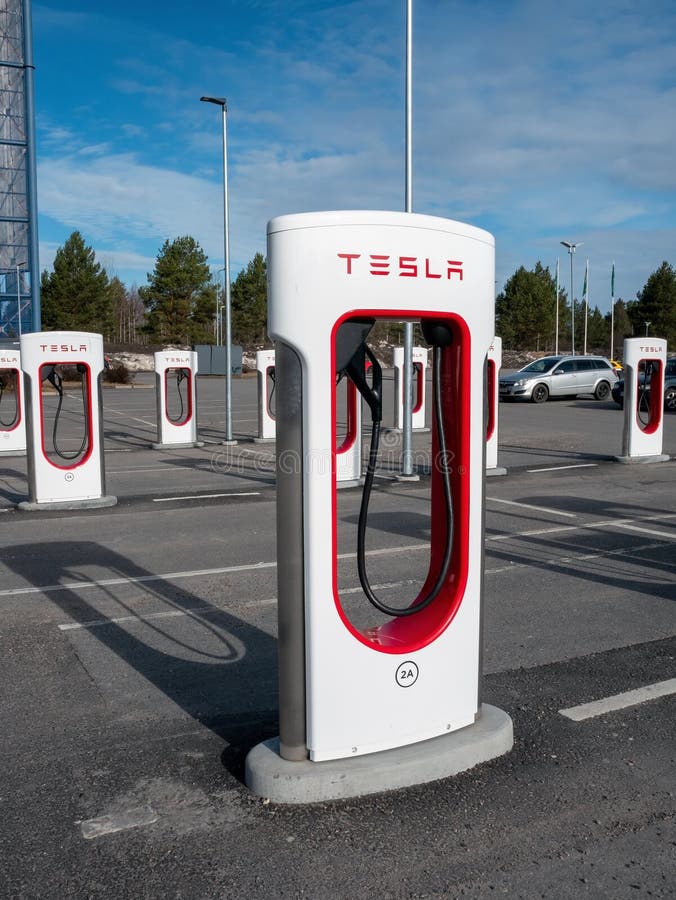 Empty Tesla Charging Station Outdoors on a Sunny Day Editorial ...