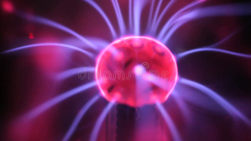 Tesla Coil. Plasma Globe. Blue and Purple Light Beams. Energy Rays ...