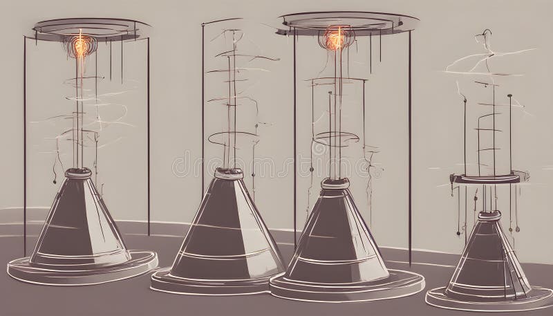 Tesla Coil Physics Experiment for Children Stock Illustration ...
