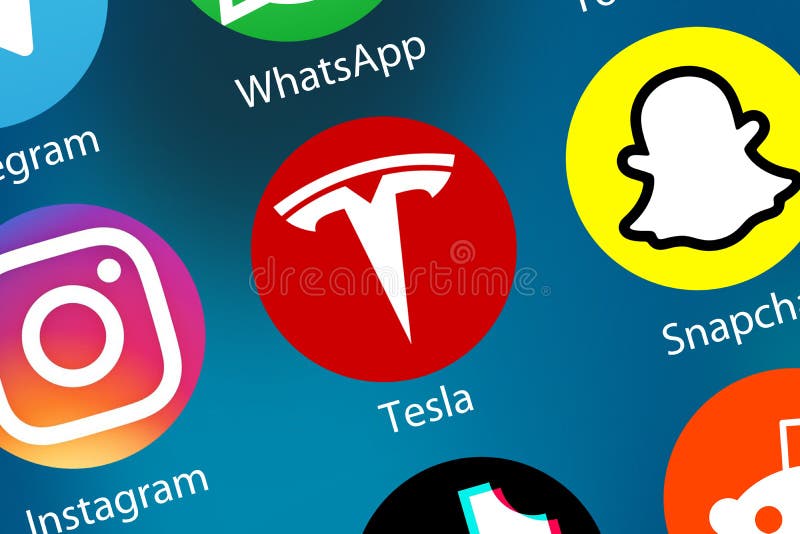 Tesla Company App Logo Icon on the Internet Background Editorial Image ...