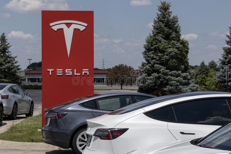 Tesla EV Electric Vehicles Display. Tesla Models Include the Model 3 ...