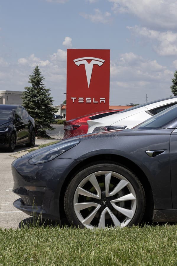 Tesla EV Electric Vehicles on Display. Tesla Models Include the Model 3 ...