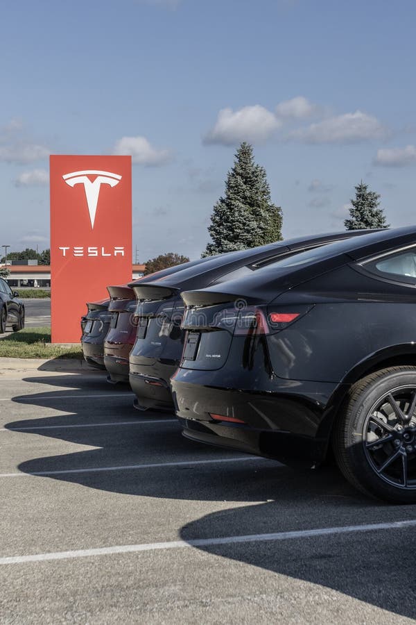 Tesla EV Electric Vehicles on Display. Tesla Models Include the Model 3 ...