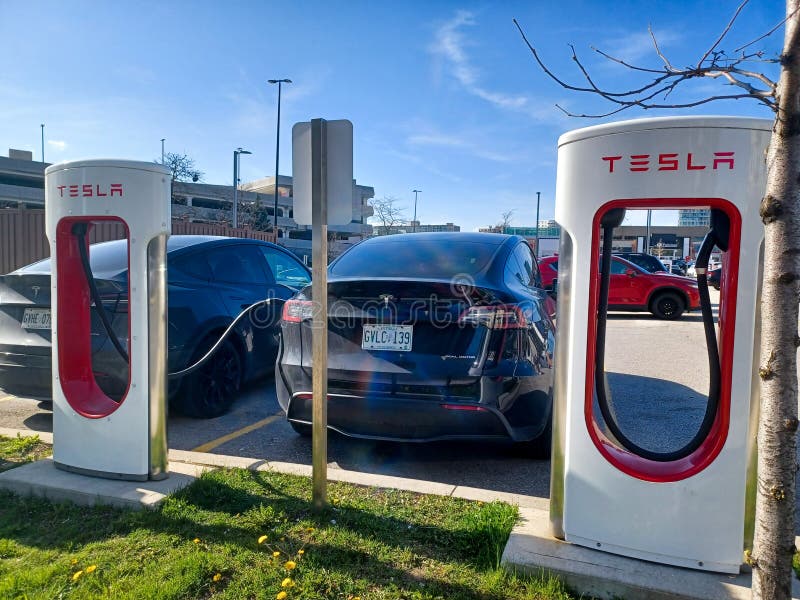 Tesla Logo on Charging Station Editorial Stock Photo - Image of plug ...