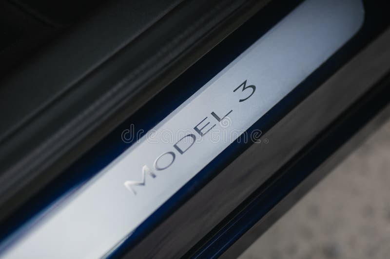 Tesla Model 3 Logo Close-up Editorial Photo - Image of innovation ...
