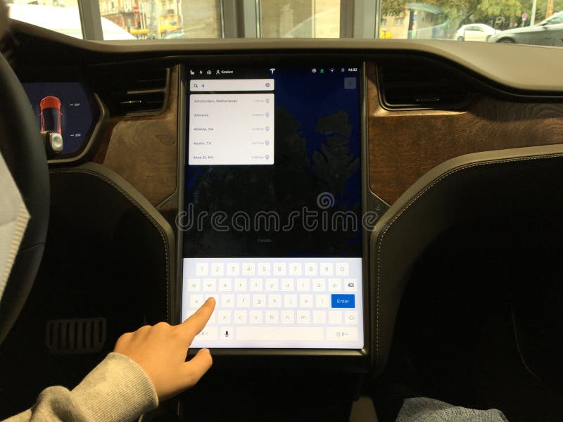 Tesla Model S screen stock photo. Image of model, navigation - 208305910