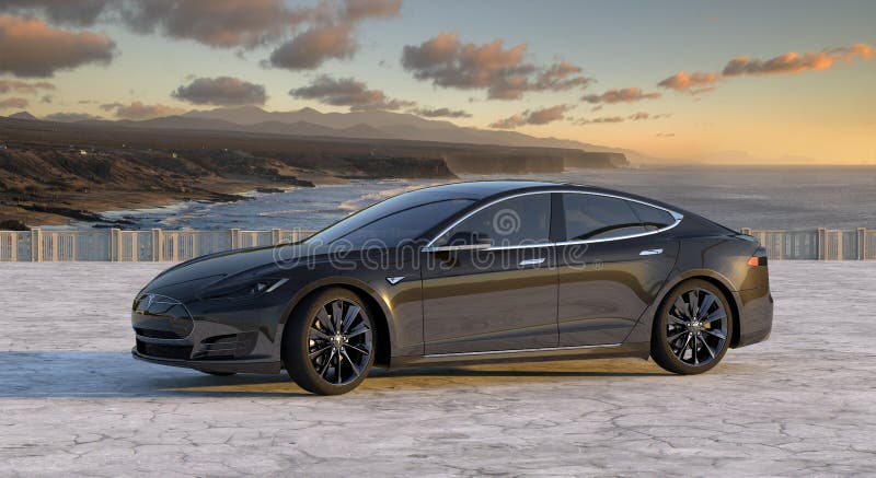 Tesla Model S Standing in the Parking Lot Editorial Photo - Image of ...