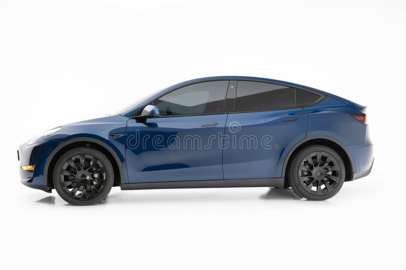 2022 Tesla Model Y Performance Car Against a White Background Editorial ...