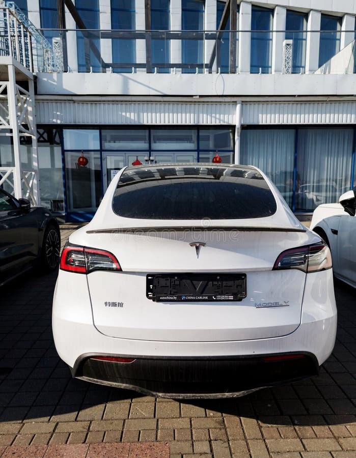 Tesla Model Y rear view editorial stock image. Image of technology ...