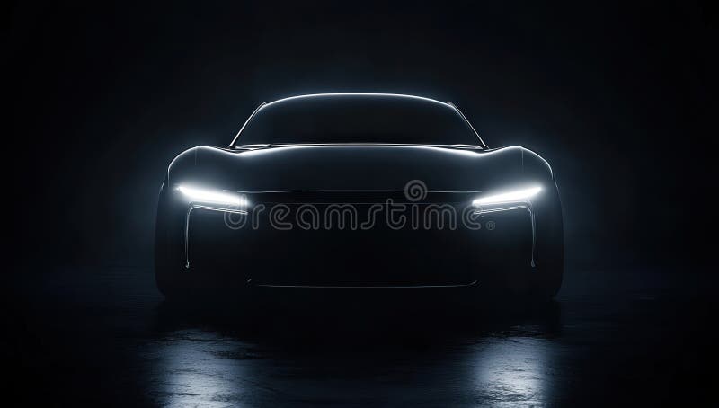 A Tesla Model Ys Front is Shown in Low Light at Night Stock Image ...