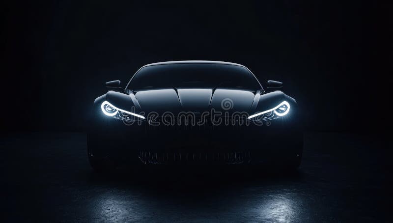 A Tesla Model Ys Front is Shown in Low Light at Night Stock Image ...