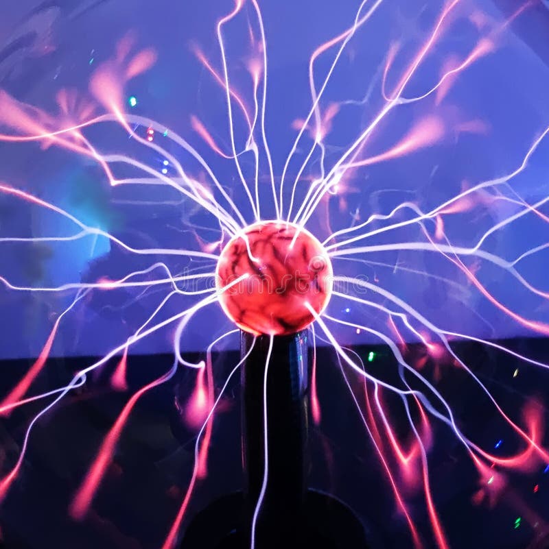 Tesla Plasma Ball with Light Beams Inside, Lightning Effect Stock Photo ...