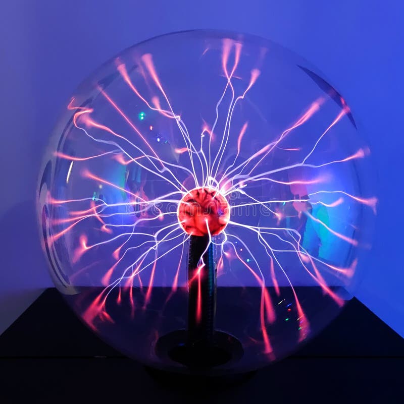 Tesla S Glowing Magic Ball with Electric Discharges on a Dark ...